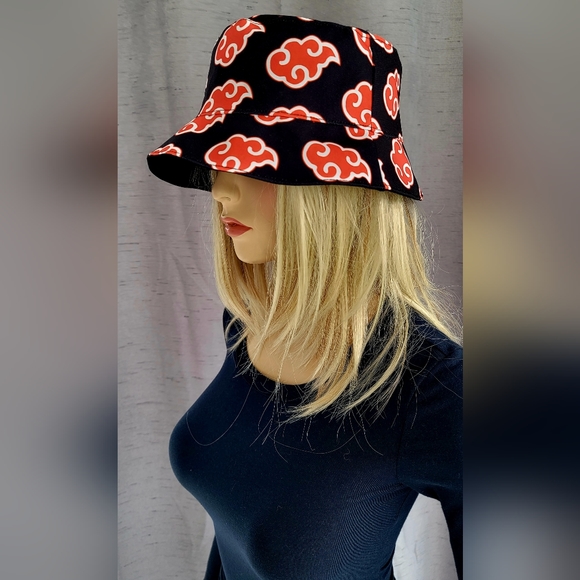 Accessories | Naruto Akatsuki Anime Red Clouds Bucket Cap Hat | Poshmark